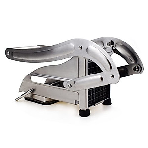 CQKWCGAB French Fry Cutter with 2 Thicker Blades | Press to Cut| non-slip mat |Cucumber,Vegetable Carrot and Potato Slicer | Fit with Air Fryer | Cutting Machine Tools for Kitchen (Extra Thicker)