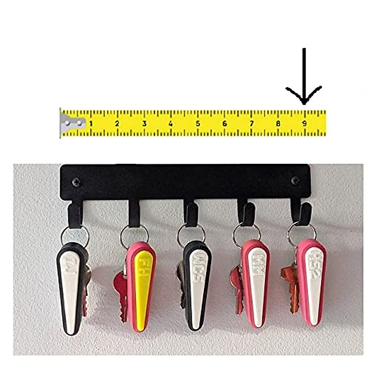 Plain 9" | Key & Sports Medal Hanger | Color: Black with 5 Hooks - Made in The USA - Strong & Sturdy for Multiple Sports Medals, Ribbons & Awards