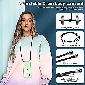 Vauki Crossbody Case for iPhone 12/iPhone 12 Pro Clear Silicone Phone Case for iPhone 12 6.1" with Lanyard Neck Cord Strap, Soft TPU Shockproof Protective Transparent Cover Case - Black Necklace