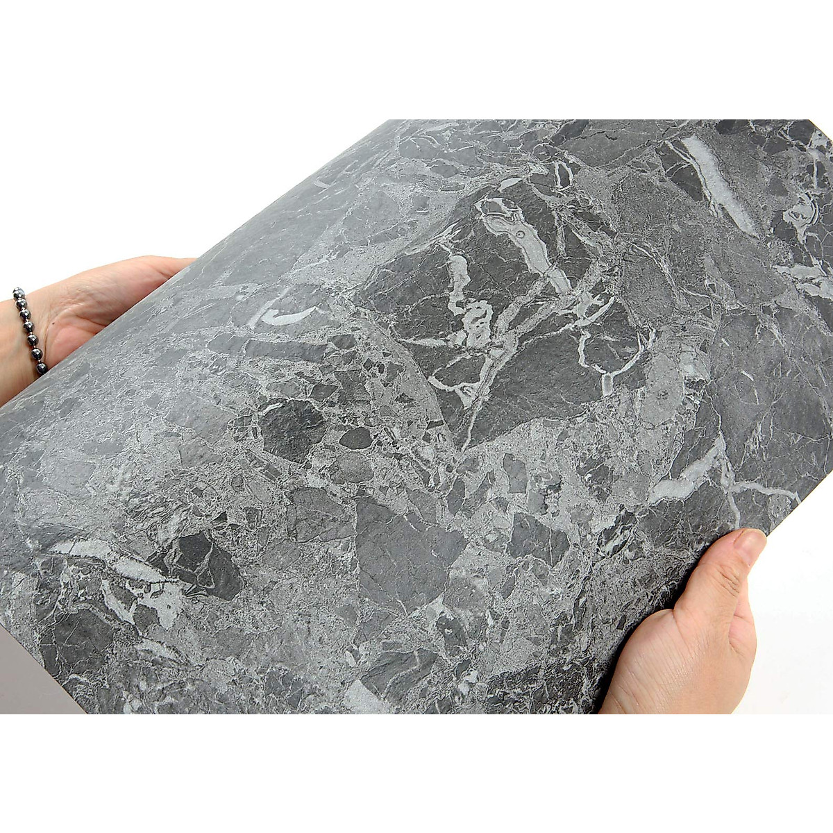 ROSEROSA Peel and Stick Engineered PVC Tiles Marble Granite Pattern Durable Vinyl Flooring (ECK-303 : Square 4 Tiles)