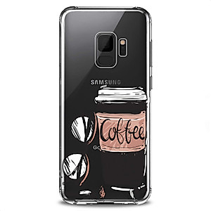 Cavka Case Compatible with Samsung S24 S23 S22 Plus S21 FE Ultra S20+ S10 Note 20 S10e S9 Clear Beauty Coffee Pink Cute Phone Girls Slim fit Lady Gentle Cute Print Design Flexible Silicone Glamours