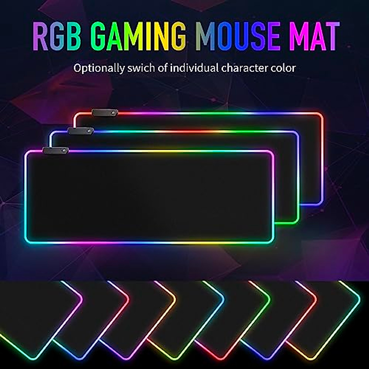Large RGB Gaming Mouse Pad -15 Light Modes Touch Control Extended Soft Computer Keyboard Mat Non-Slip Rubber Base for Gamer Esports Pros 31.5X11.8