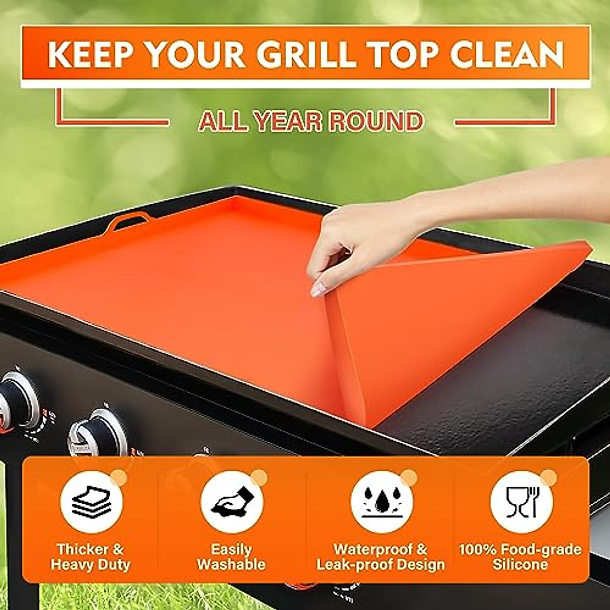 Griddle Mat for Blackstone 28 Inch Griddle,28" Blackstone Griddle Mat,Heavy Duty Food Grade Silicone Grill Cover Mat,Protect Griddle from Rodents,Insects,Debris,and Rust,All Season Protective Cover