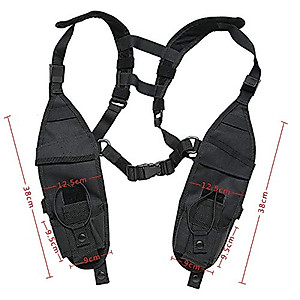 ABBREE Double Radio Shoulder Harness Holster Chest Holder Radio Case Vest Rig for Baofeng Motorola Midland Cobra Two Way Radio Walkie Talkie