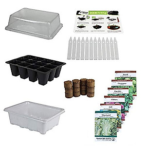 Culinary Indoor Herb Garden Starter Kit | Basic Herb Seeds | 6 Non-GMO Varieties | Grow Cooking Herbs & Spices | Seeds: Basil, Dill, Parsley, Chives, Mustard, Oregano