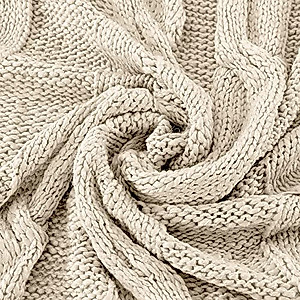 Modern Threads Cable Knit/Sherpa Throw Aspen Natural