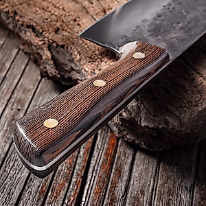 Meat Cleaver Knife, 7.5 Inch Forged Kitchen Chef Knife Handmade Stainless Steel Shredded Meat Vegetables Fruit Slicing Razor-sharp Cleaver Knives