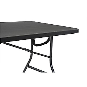 CoscoProducts Deluxe 6 foot x 30 inch Fold-in-Half Blow Molded Folding Table, Black