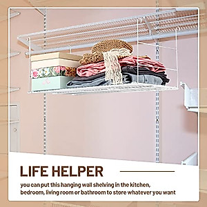 4 Pieces 24 Inch Long Hanging Wire Shelf Wire Shelf Accessory Closet Wire Shelf Organizer Steel Wire Shelving for Storage Room Laundry Room Kitchen Pantry Desk Bookshelf Cupboard Office Bathroom