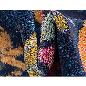 Unique Loom Sedona Collection Southwestern, Over-Dyed, Modern, Pattern, Tribal, Abstract Area Rug, 4' 0" x 6' 0", Navy Blue/Gray