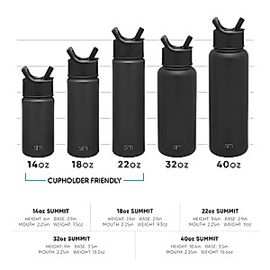 Simple Modern Water Bottle with Straw, Handle, and Chug Lid Vacuum Insulated Stainless Steel Metal Thermos Bottles | Large Leak Proof BPA-Free Flask for Gym | Summit Collection | 40oz, Deep Ocean