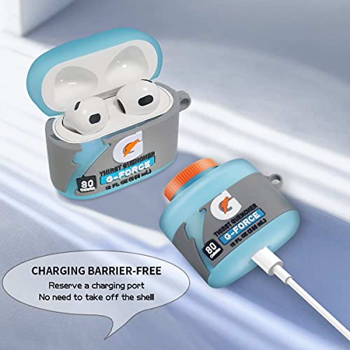 Cartoon Sport Water Case for AirPods 3 Case (2021), 6in1 Accessories Set Protective Cover for Air pods 3, Cute Food Design Silicone Case for AirPods 3rd Generation Case for Boys Men (Blue Sport Water)