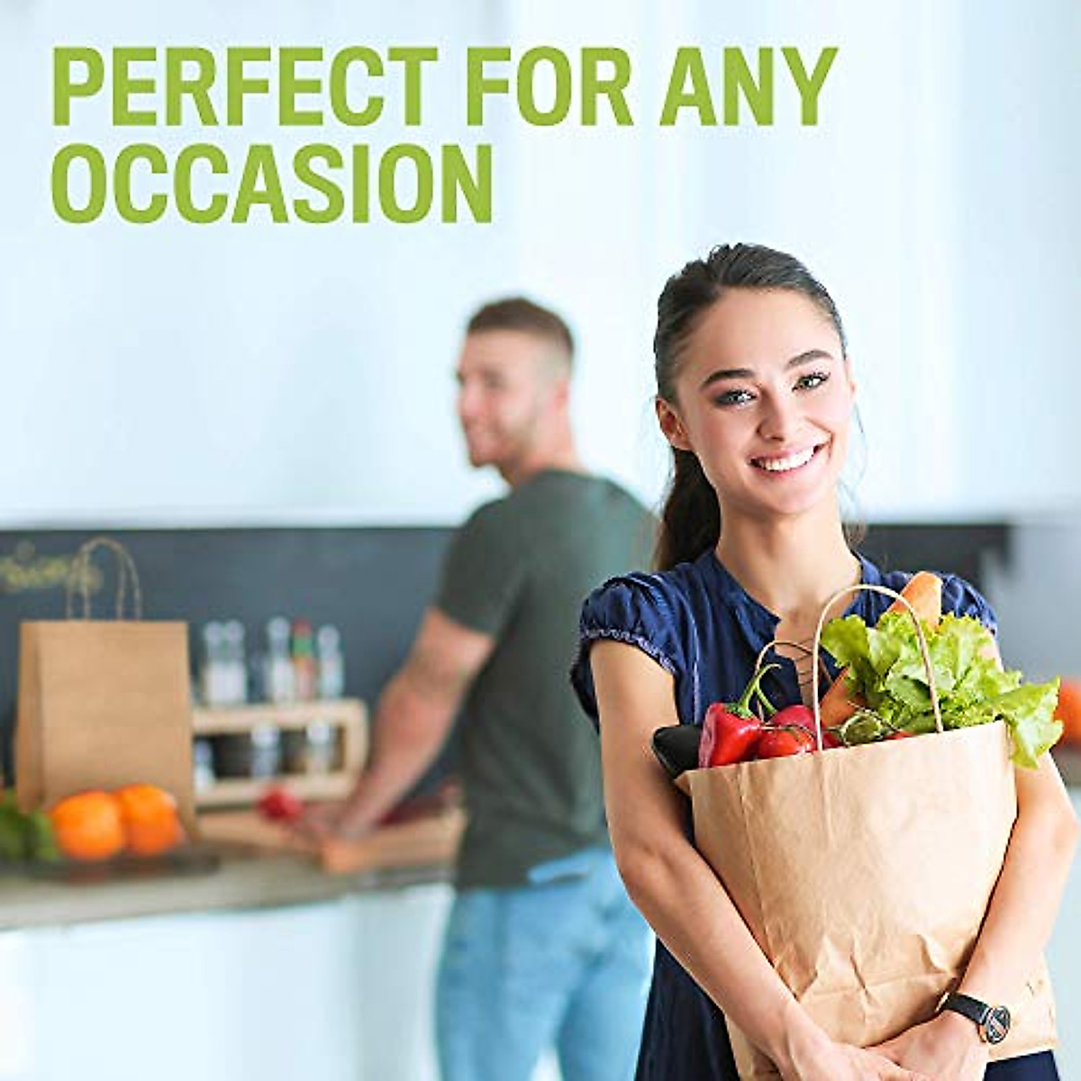 WDC Brown paper bags with handles bulk, 75 craft bags, 25 each (large, medium & small). Plain paper bags great for shopping, gift bag with assorted sizes