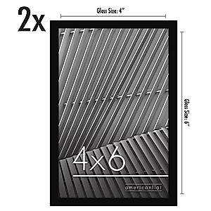Americanflat 4x6 Picture Frame 2 Pack in Black with Polished Plexiglass - Thin Border 4 X 6 Inch Photo Frames for Wall or Desk - in Horizontal or Vertical Format