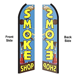 Smoke Shop/Vape Shop - 2 Pack of Swooper Feather Flag Sets - Includes 2 Swooper Feather Flags (Pictured), 2 Flagpoles, and 2 Ground Spikes