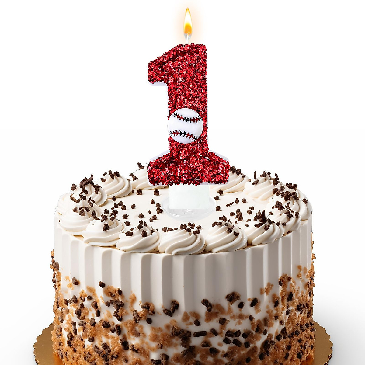 CJPSL Baseball Number Candles, Birthday Cake Topper, Rookie of The Year 1st Birthday, Suitable for Birthday Parties, Baseball Theme Parties and Anniversary Celebration Party Decorations (Number 1)