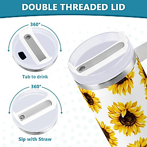 MCHIVER Yellow Sunflowers 30 oz Tumbler with Handle and Straw Stainless Steel Vacuum Water Bottle Leak-proof Travel Coffee Mug Insulated Tumbler with Lid