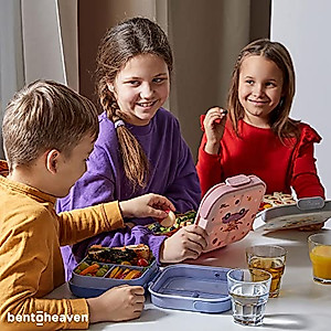 Bentoheaven Premium Bento Lunch Box for Kids, 9 Designs, Leak-proof 3-4 Compartments, Divider, Ideal size 30oz, Microwave/Dishwasher Safe Kids Bento Box (Loncheras Para Niños/Niñas)[Orange Gray]