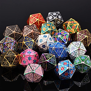 SUWEILE SZSZ Nebula Metal Polyhedral Dice Set D4 D6 D8 D10 D% D12 D20 for Table Games RPG DND 0212 (Color : White Rainbow8)