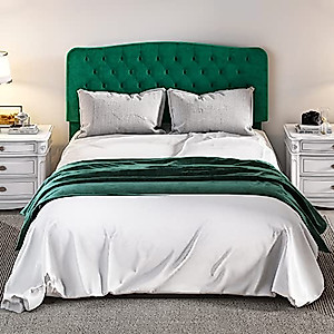 YITAHOME Upholstered Headboard, Velvet Tufted Upholstered Queen Headboard with Diamond Tufted, Full/Queen - Peacock Green
