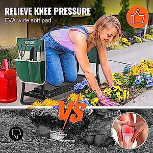 VEVOR Folding Garden Kneeler and Seat Heavy Duty, Widened 8" EVA Foam Pad, Portable Garden Stool with Tool Bags, Gardening Bench to Relieve Knee & Back Pain, Great Gifts for Seniors, Women, Parents