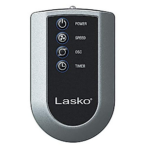 Lasko Oscillating High Velocity Tower Fan, Remote Control, Timer, 3 Powerful Speeds, for Garage, Basement and Gym, 35" Silver and Black, U35115