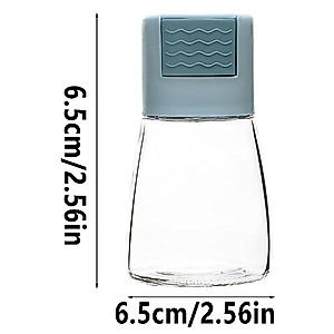 Glass Seasoning Shakers Salt & Pepper Shakers Precision Dosing Push Type For Home Cooking Picnic Camping Rations Salt Shakers (Beige+blue)