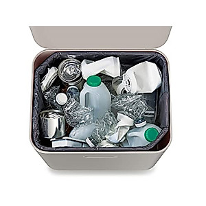 Joseph Joseph Totem Max 60 liter Waste Separation and Recycling Kitchen Trash Can with Odor filter and removable food waste caddy, Stone