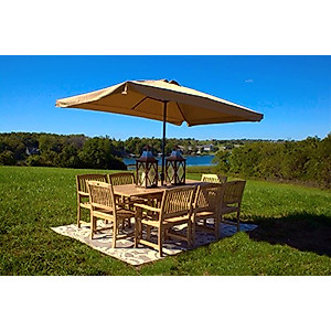 Pebble Lane Living 9 Piece Teak Patio Dining Set, 8 Grade A Teak Dining Chairs & 1 Extendable Dining Table