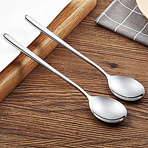 Spoons, Korean Soup Spoons,Stainless Steel Spoon with long Handle Set of 8