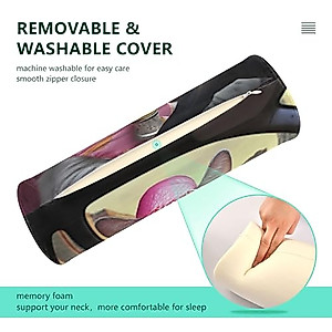 xigua Cute Cat Driver Neck Roll Pillow for Neck Relief with Removable Washable Cover - Memory Foam Round Cylinder Bolster, Ergonomically Designed for Head, Neck, Back, and Legs