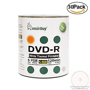 Smartbuy 3000-disc 4.7gb/120min 16x DVD-R White Thermal Hub Printable Blank Media Recordable Disc