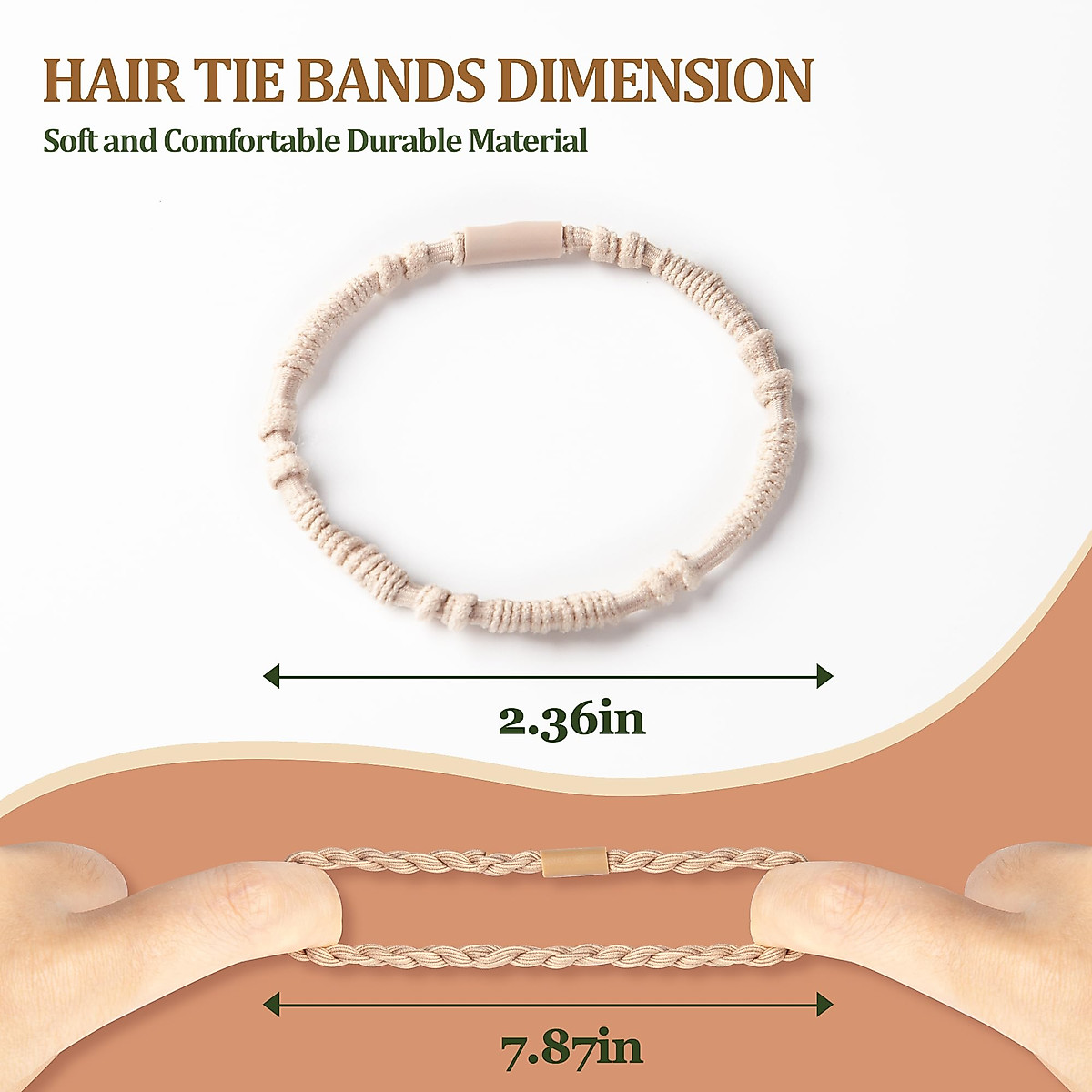40 PCS Boho Hair Ties, Hair Tie Bracelets for Women, 4 Styles Brown Hair Ties No Damage, Boho Hair Accessories for Teen Girls' Ponytail Holders