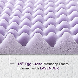 Best Price Mattress 1.5 Inch Egg Crate Memory Foam, Soothing Lavender Infusion, Twin Mattress Topper (ECMF-LV1.5T)