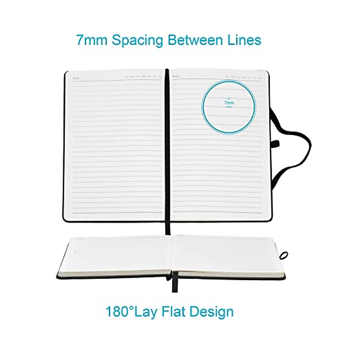 Leepie Lined Journal Notebook For Writing, Colleage Ruled Notebook 8.5 inches x 5.25 inches, 100GSM Thick Paper 160 Pages, A5 Hardcover Notebook Journal (Black Without Pen)