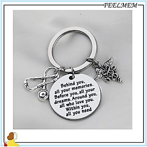 FEELMEM NP Graduation Gift NP Nurse Practitioner Gift NP Keychain Behind You All Your Memories Before You All Your Dreams Inspirational Gift for Nurse Practitioner Graduates (NP)