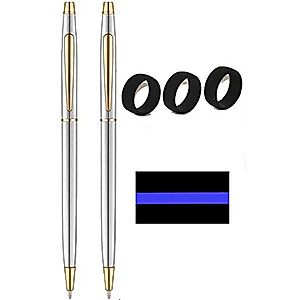 Classic Chrome and Gold Police Uniform Pens | Police Gift | Police Uniform Pen | 3 Active Wear Silicone Wedding Rings | Police Uniform Pens | Thin Blue Line | Police Pens |by Beall's Bay