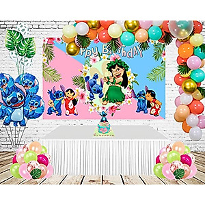 huio Hawaiian Aloha Backdrop for Lilo and Stitch Theme Birthday Party Supplies 6x4ft Tropical Summer Photo Background for StitchTheme Party Cake Table Decorations Baby Shower Banner, One Size