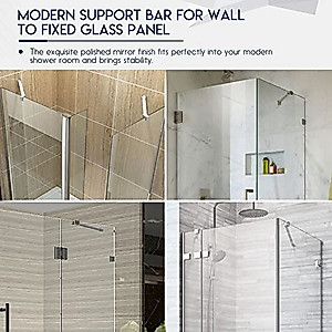 40cm / 15.7" Stainless Steel Frameless Shower Door Fixed Panel Wall-to-Glass Support Bar for 1/4" to 3/8" Thick Glass by M-Home (400mm, Chrome)