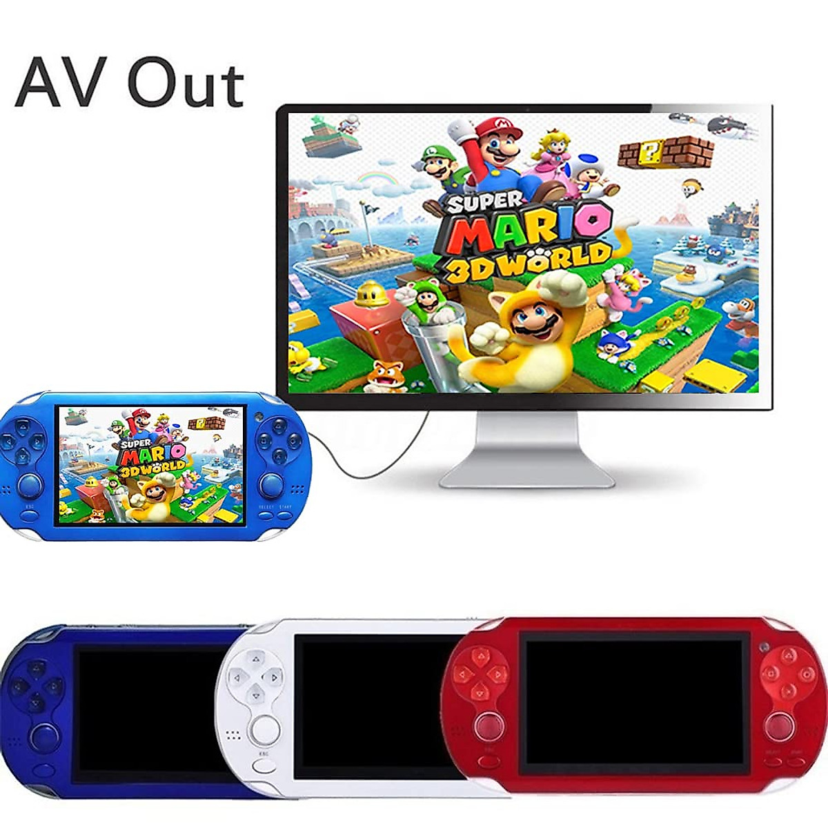 songlan-'A3' Classic 4.3" Portable Dual Joystick Handheld Game Console 10500+ Free Games 8GB Multifunctional Rechargeable Video Game Console Video Audio/Video/Music/E-Book/Picture/Recording