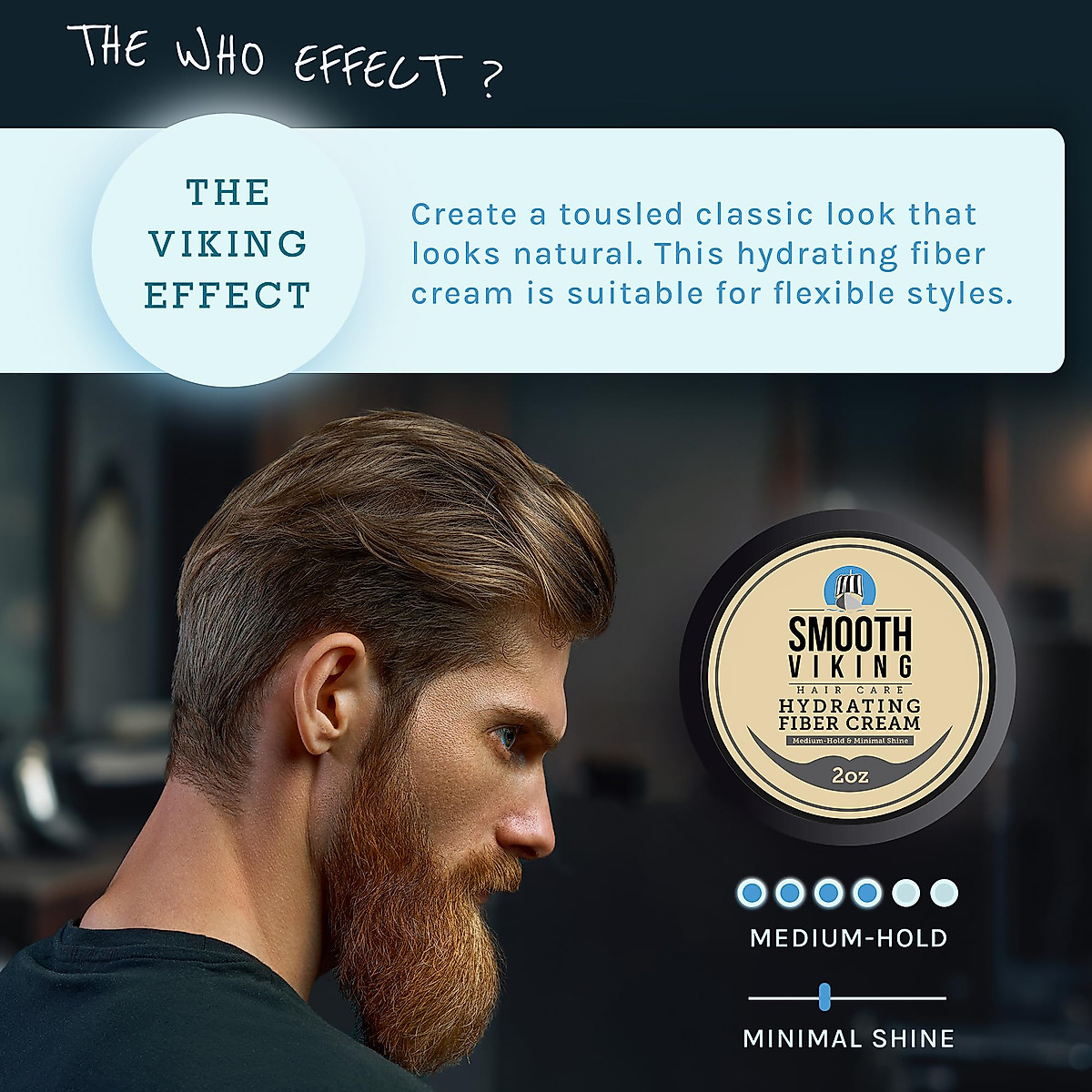 Smooth Viking Hydrating Fiber Cream for Men - Hair Cream for Men, Hair Gel for Men, Mens Hair Products, Mens Hair Paste, Styling Cream Men, Natural Hair Gel for Men - Made in USA, 2oz