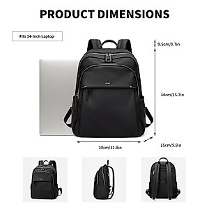 GOLF SUPAGS Laptop Backpack for Women Computer Bag Fits 14 Inch Notebook Travel College Work Backpack Purse (Black)