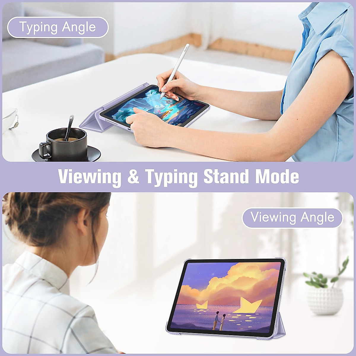 Fintie SlimShell Case for iPad Air 11-inch M2 (2024), iPad Air 5th Generation (2022) / iPad Air 4th Gen 10.9 Inch - [Magnetic Clasp] Lightweight Stand Case with Frosted Back Cover, Lilac Purple