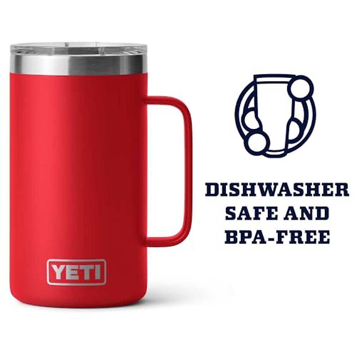 YETI Rambler 24 oz Mug, Vacuum Insulated, Stainless Steel with MagSlider Lid, Rescue Red