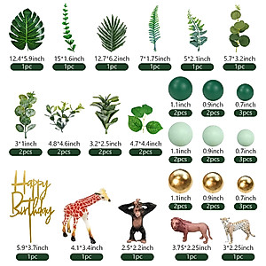 40 PCS Safari Jungle Cake Toppers Chimpanzee Monkey Cake Toppers Animals Figure Toys Gold Palms Picks Jungle Wild One Animals Cake Decorations for Baby Shower Safari Party Holiday Party (style 1)