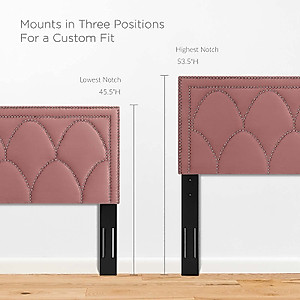 Modway Greta Channel Tufted Performance Velvet Full/Queen Headboard in Dusty Rose