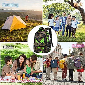 Yvechus Camo Backpack Set with Lunch Bag Lightweight Waterproof School Backpack Bookbag for Boys Girls (D-Style Camo Green)