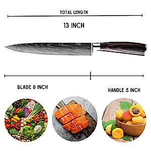 SHOKUNIN USA Ultra Sharp Premium 8-inch Stainless Steel Carving Knife - Ergonomic Design - Best for Slicing Roasts, Meats, Fruits and Vegetables - Japanese Knife - Multipurpose Knife