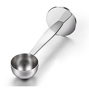 WILLIZTER Two-in-One Stainless Steel Coffee Scoop Tamping Dual-Purpose Coffee Spoon Powder Hammer Tamper Multi Function Spoon Holder Coffee Tools for Measuring and Tamping