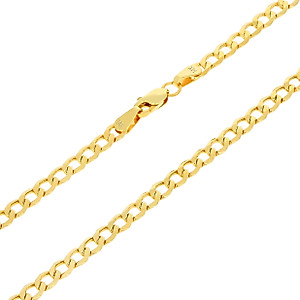 Nuragold 14k Yellow Gold 3.5mm Cuban Curb Link Chain Pendant Necklace, Mens Womens Jewelry 16" 18" 20" 22" 24" 26" 28" 30"